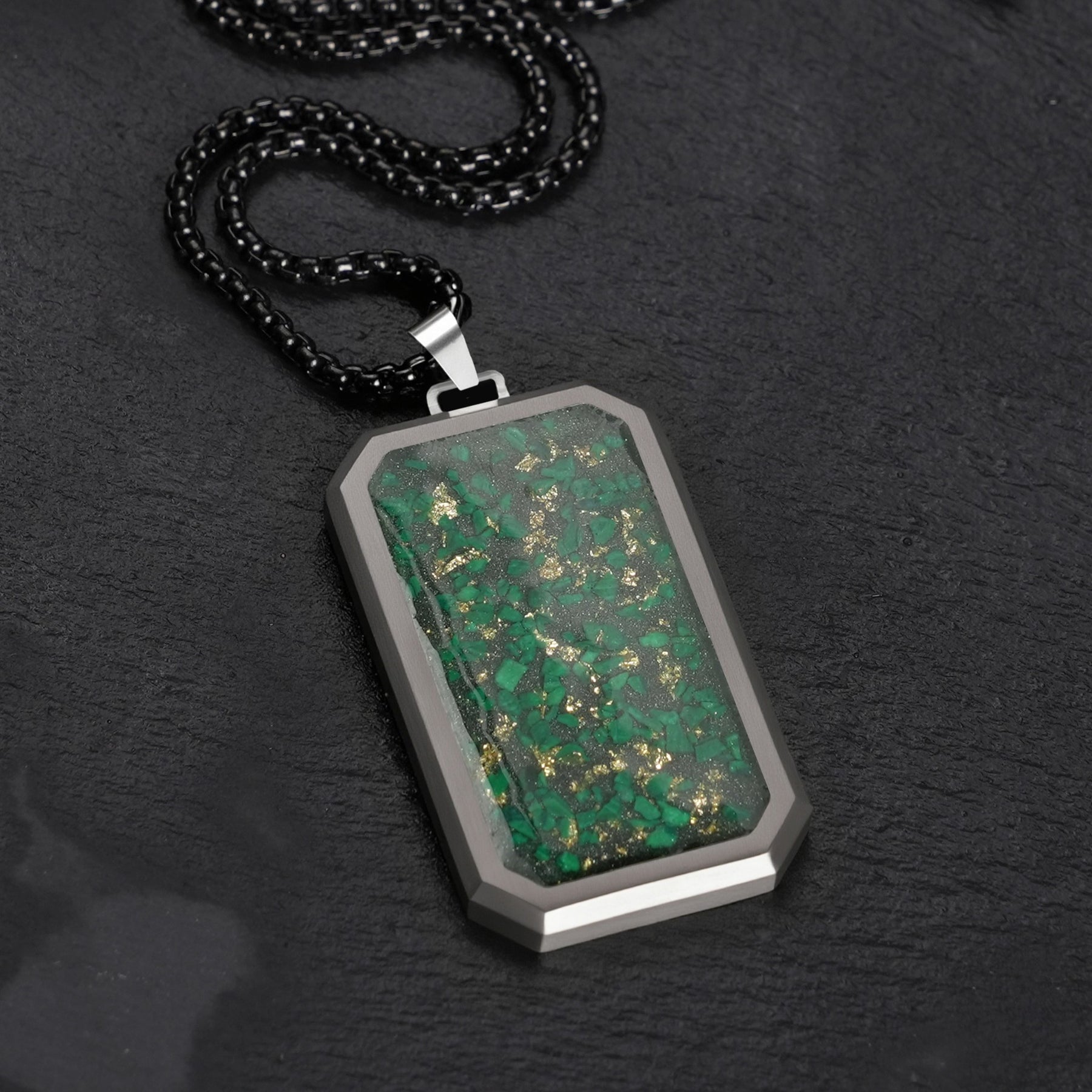 Malachite and Gold Leaf Glowstone Pendant | Patrick Adair Designs