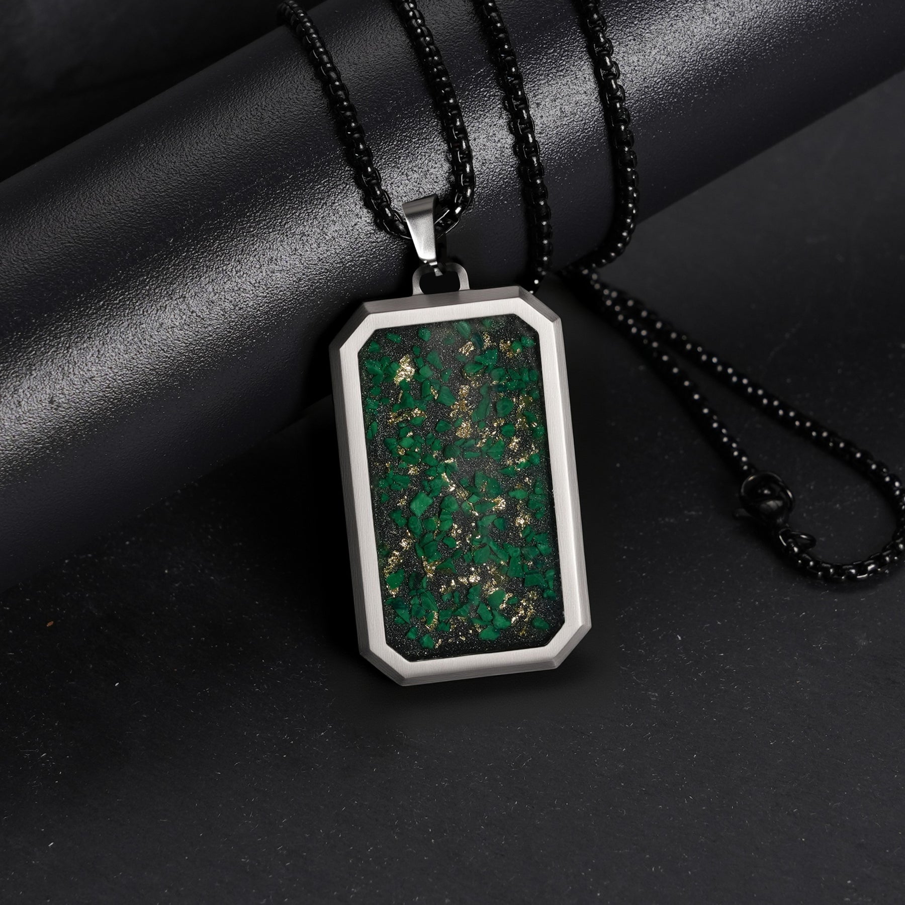Malachite and Gold Leaf Glowstone Pendant | Patrick Adair Designs