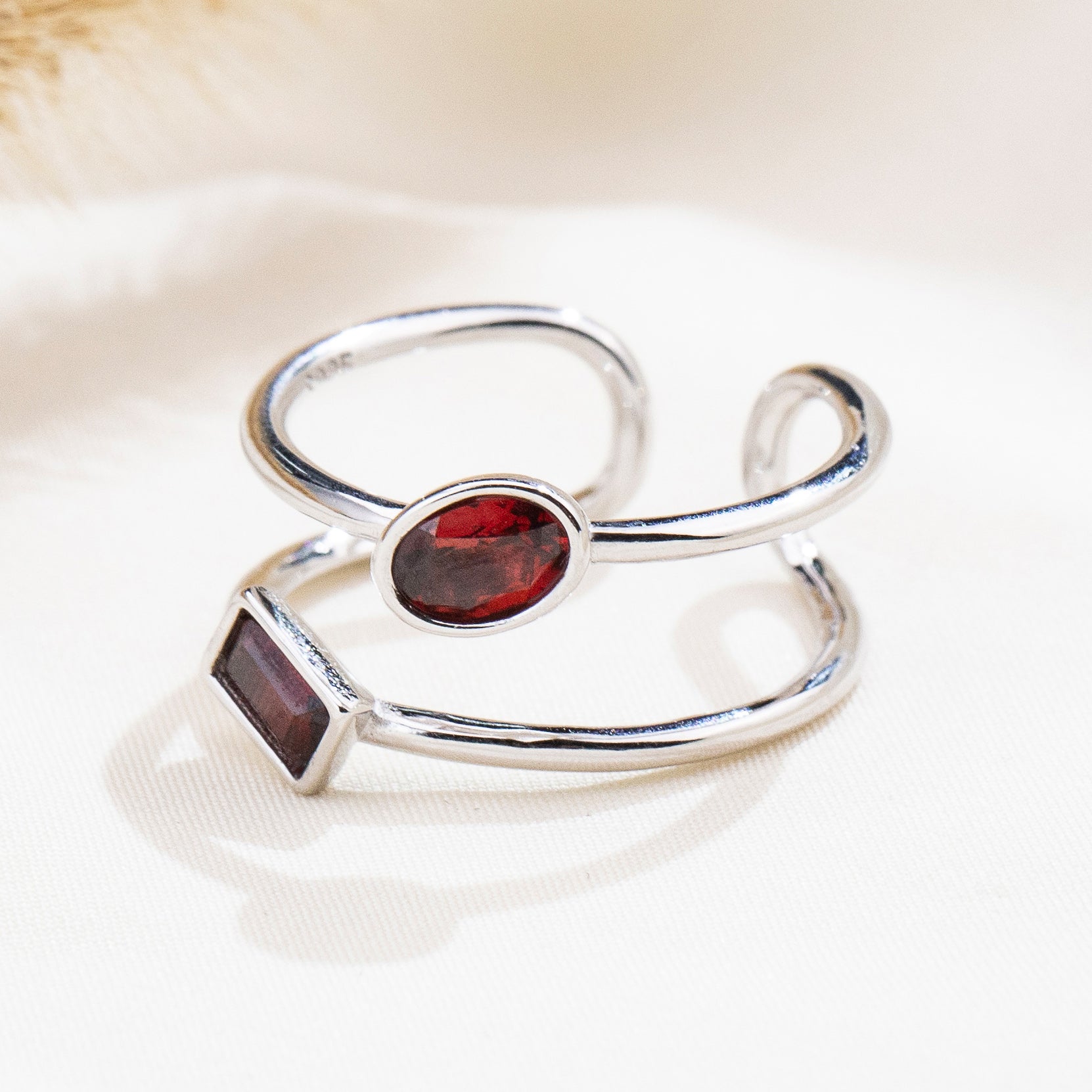The Harmony Ring | Sterling Silver and Garnet Dual Stone Ring | Patrick ...