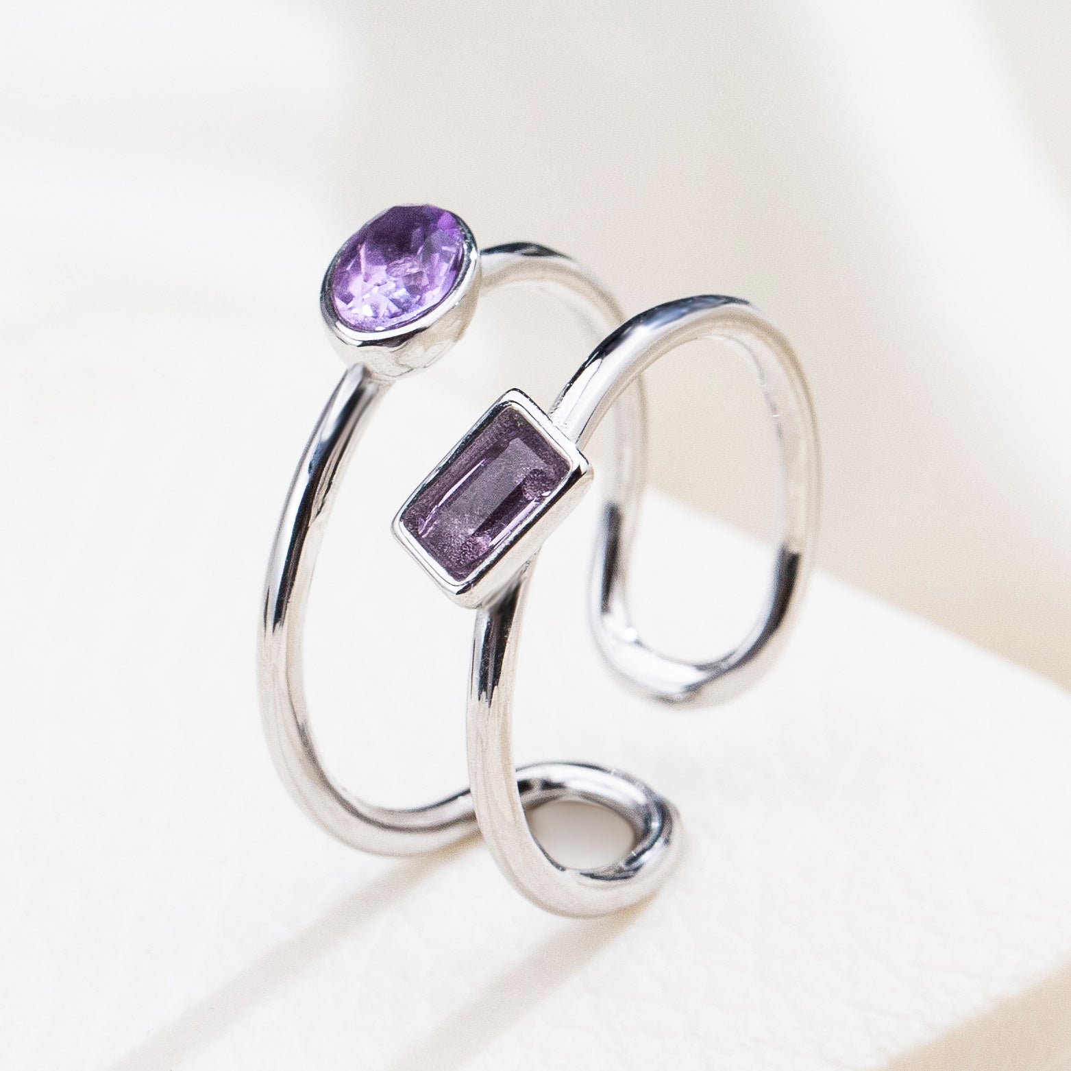 The Harmony Ring | Sterling Silver and Amethyst Dual Stone Ring ...
