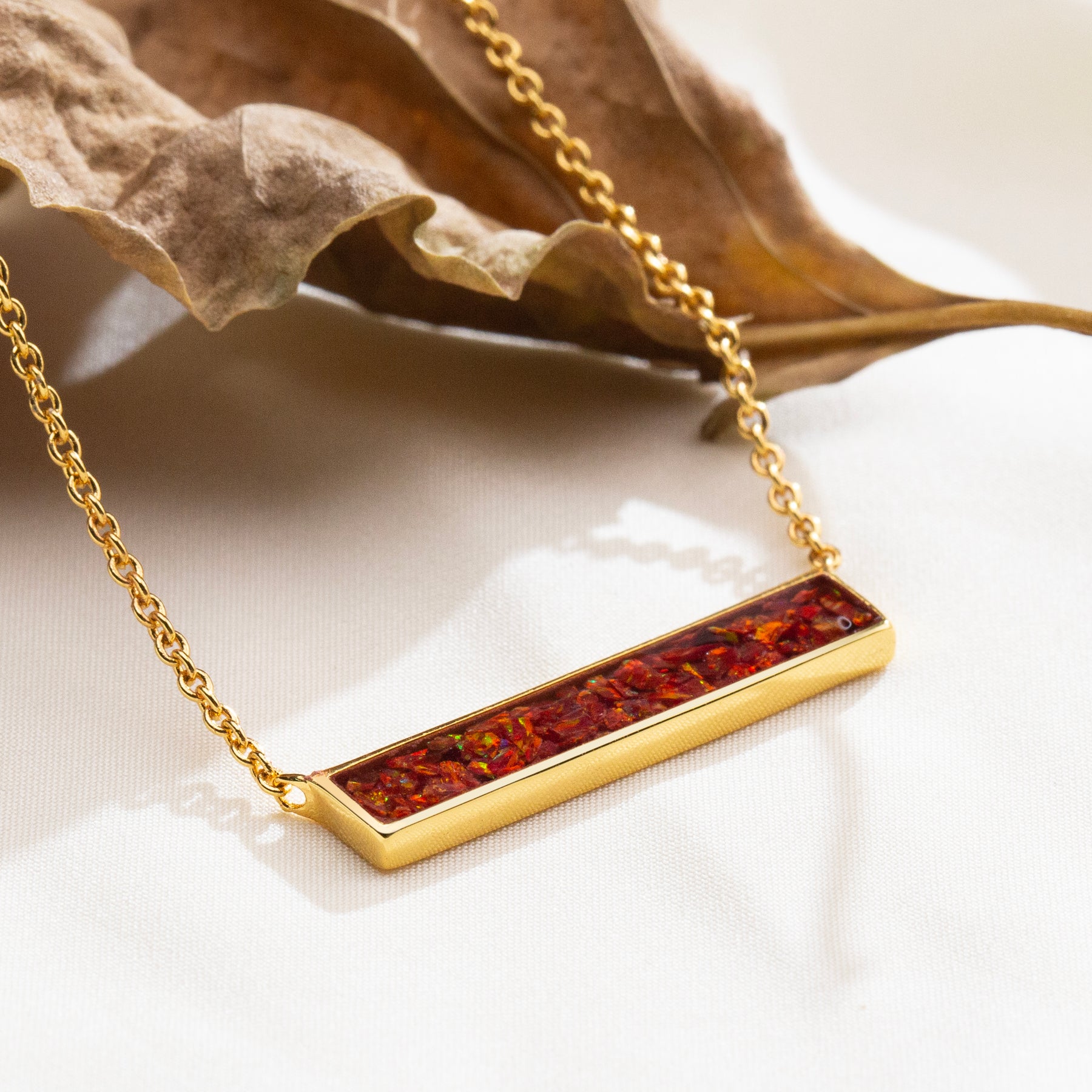Crimson Red Opal Glowstone Inlay Bar Necklace | Patrick Adair Designs