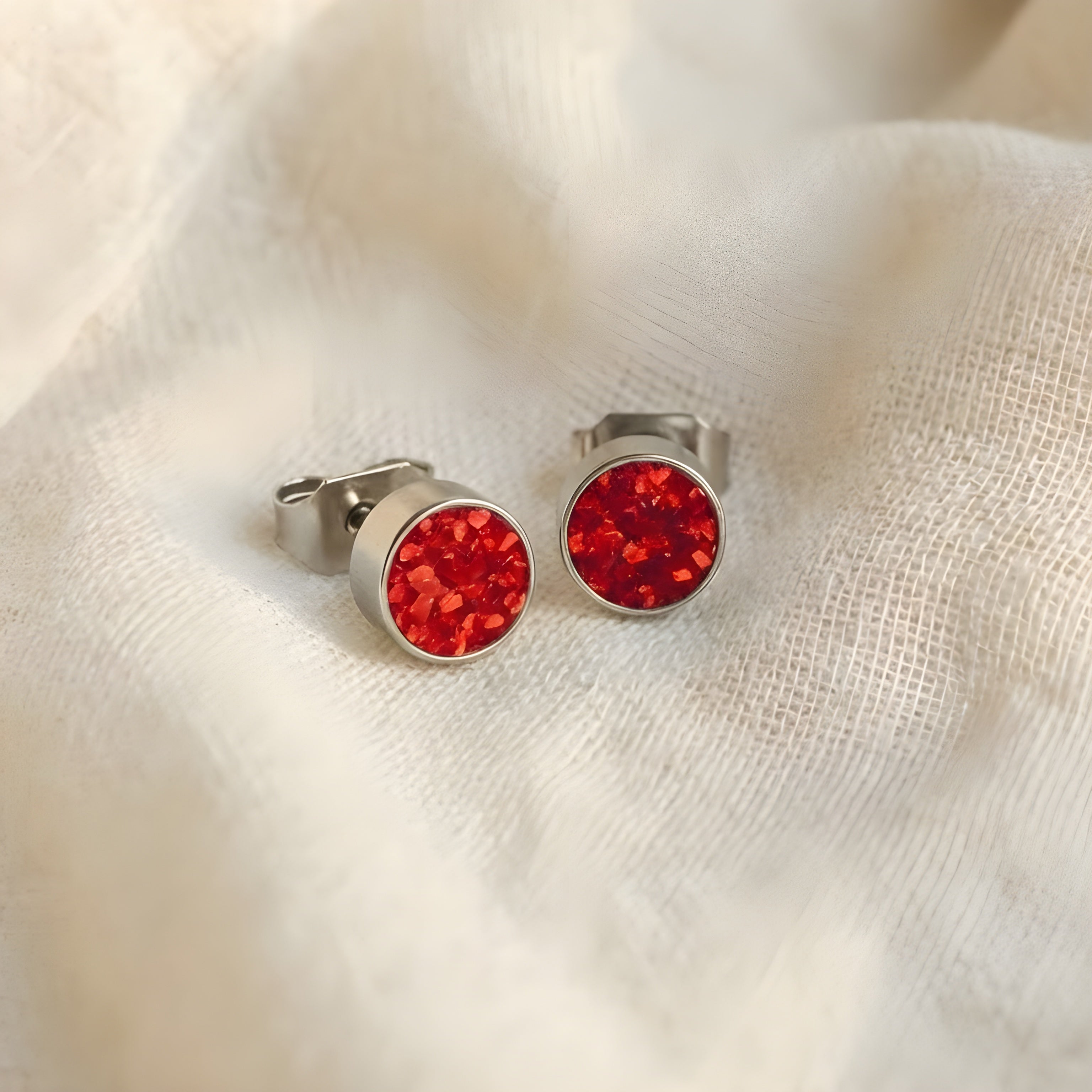 Round Crimson Red Opal Glowstone Earrings– Patrick Adair Designs