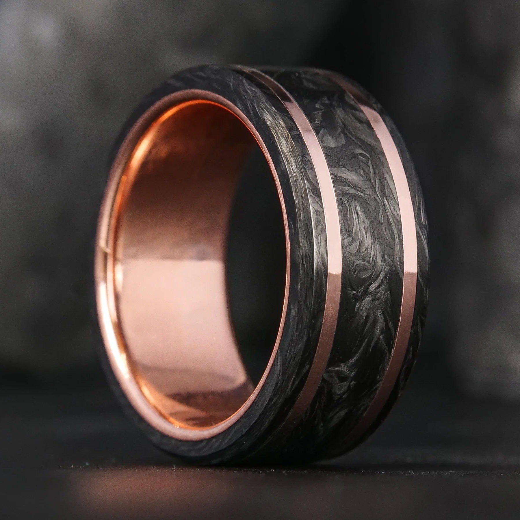 Forged Carbon Fiber and Gold Ring | Patrick Adair Designs