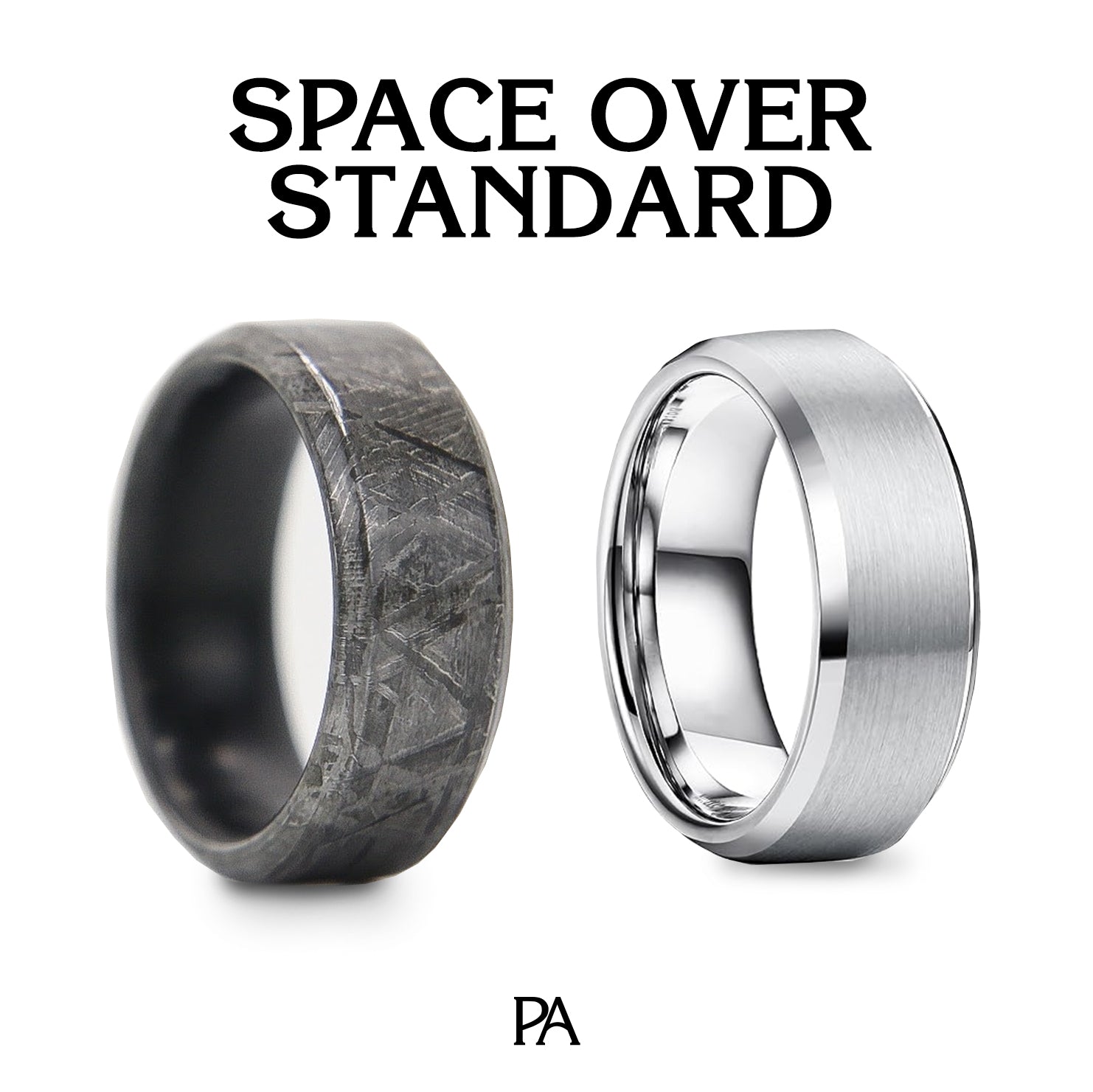 Solid Gold Ring with Meteorite Inlay | Gold Meteorite Ring– Patrick ...