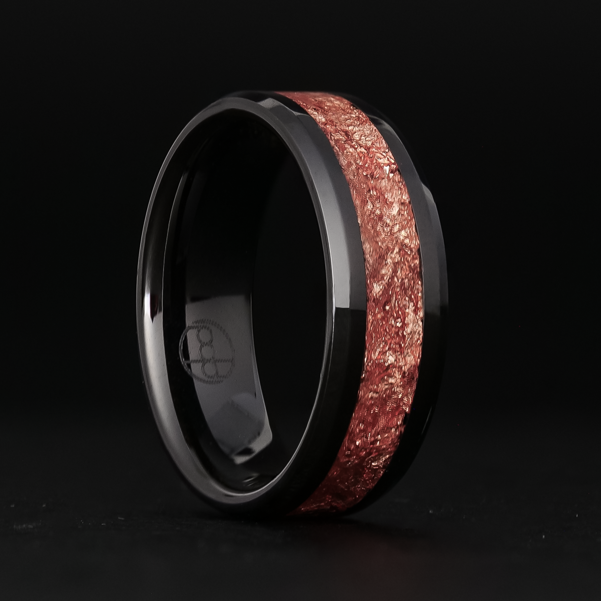 Rose Gold Leaf Ring on Black Ceramic | Full Channel– Patrick Adair Designs
