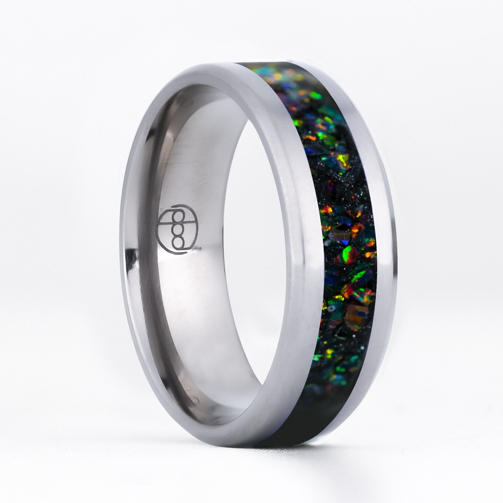 Black Fire Opal Glowstone Ring on Titanium– Patrick Adair Designs