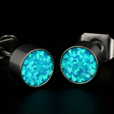 Round Bahama Blue Opal Glowstone Earrings– Patrick Adair Designs