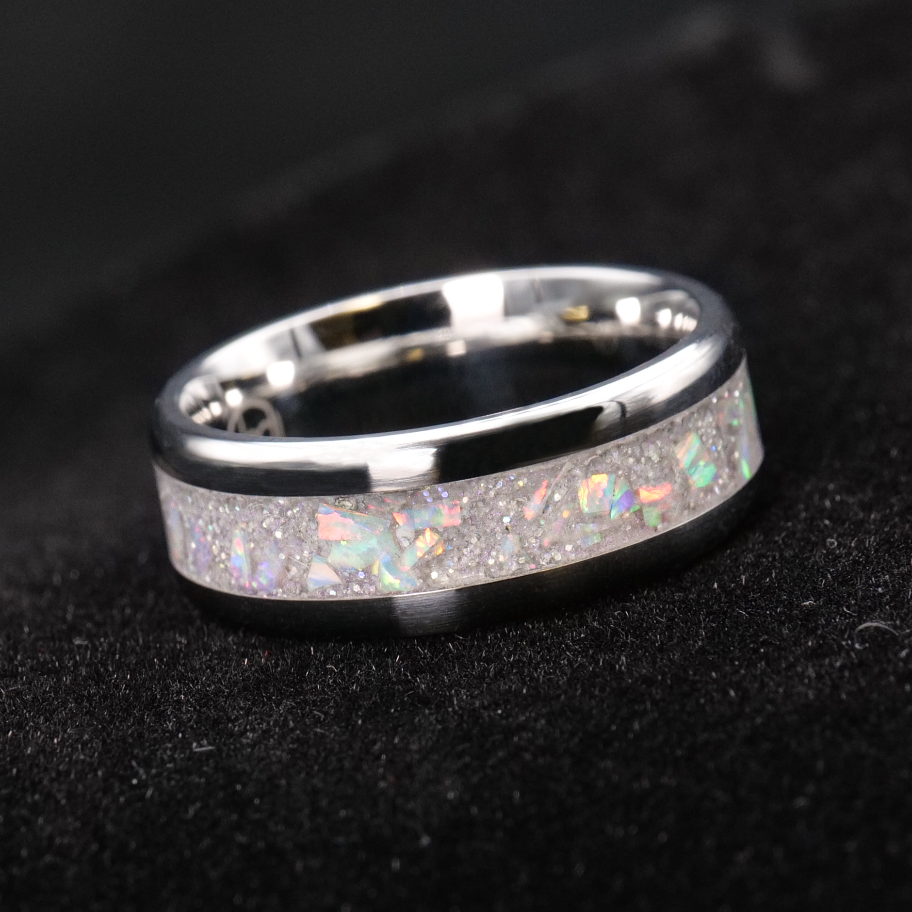 Fire Opal Wedding Band